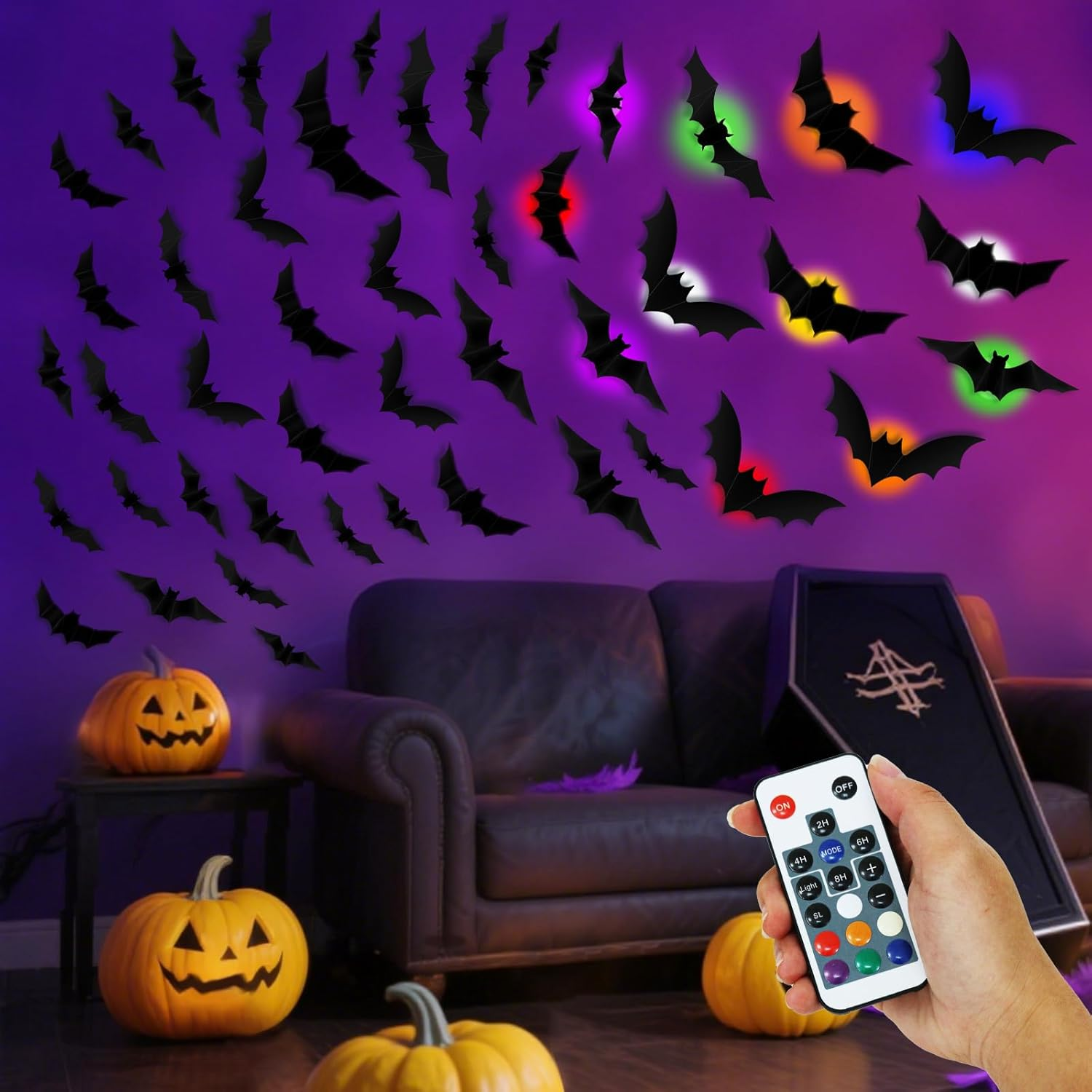 LED Halloween Bat Lights with Remote – Spooky Glow for Home & Party De ...